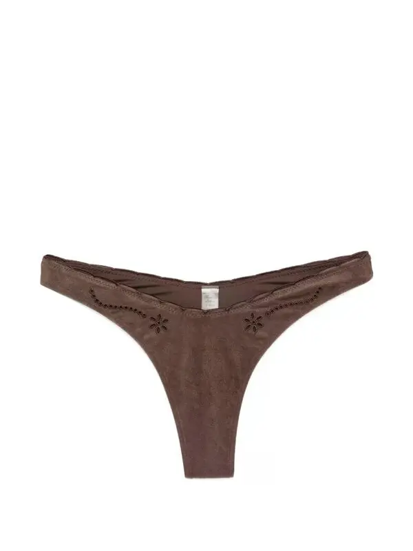 Frankies Bikinis Floral Bikini Bottom - Brown