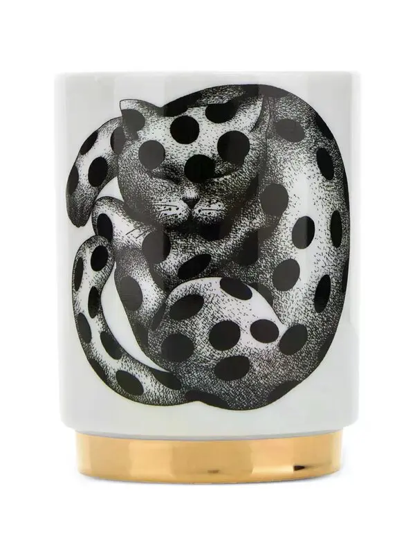 FORNASETTI Cat-print Candle - White