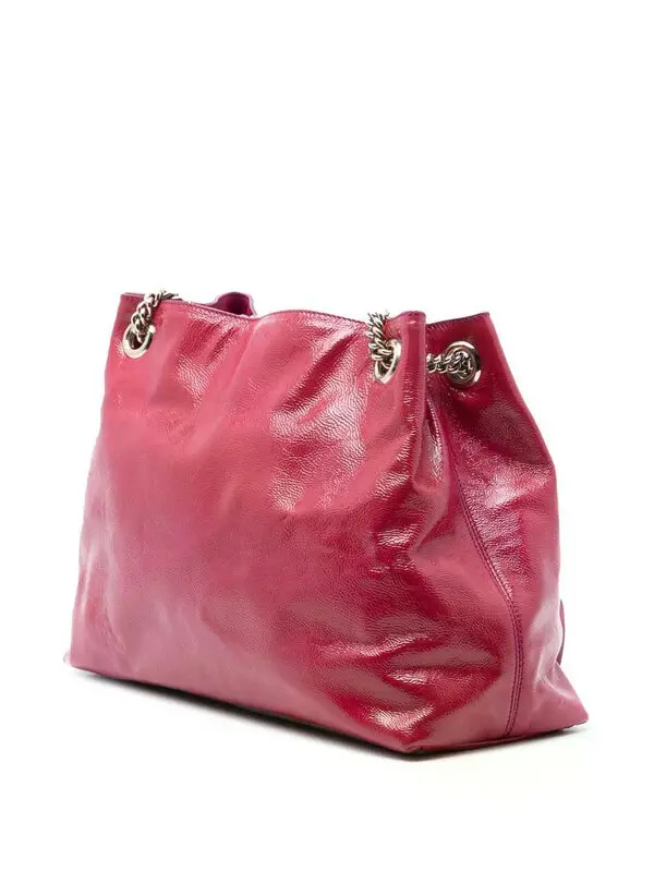Gucci Medium Patent Soho Chain Tote Bag - Pink