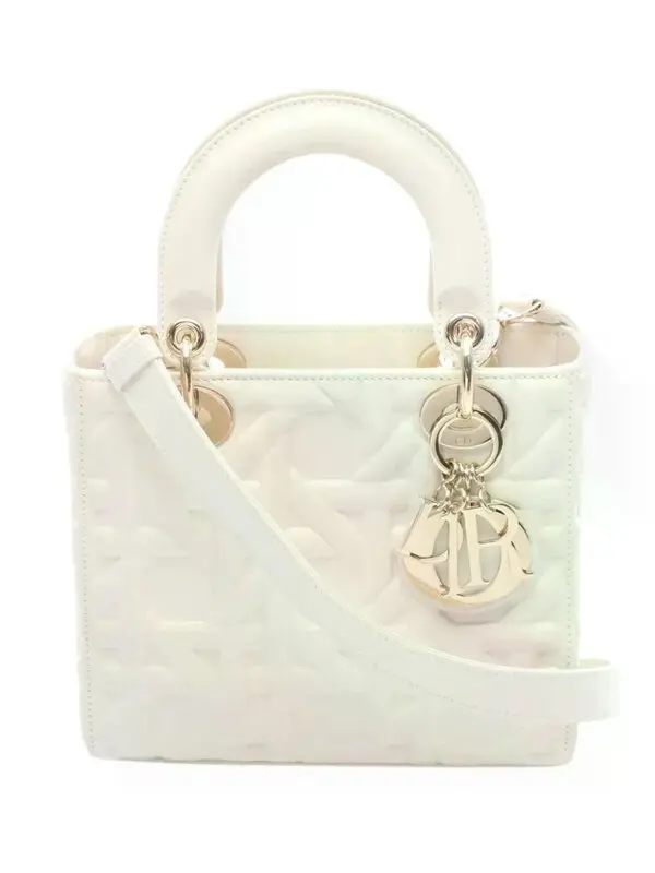 Dior 2010-2016 Small Lady Satchel - White