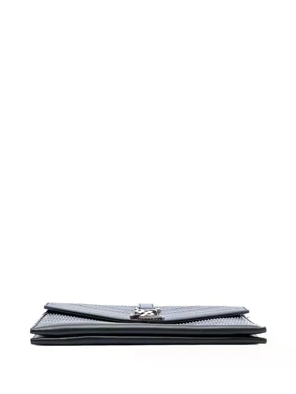 Saint Laurent 2014 Studded Chevron Calfskin Monogram Envelope Chain Crossbody Bag - Black