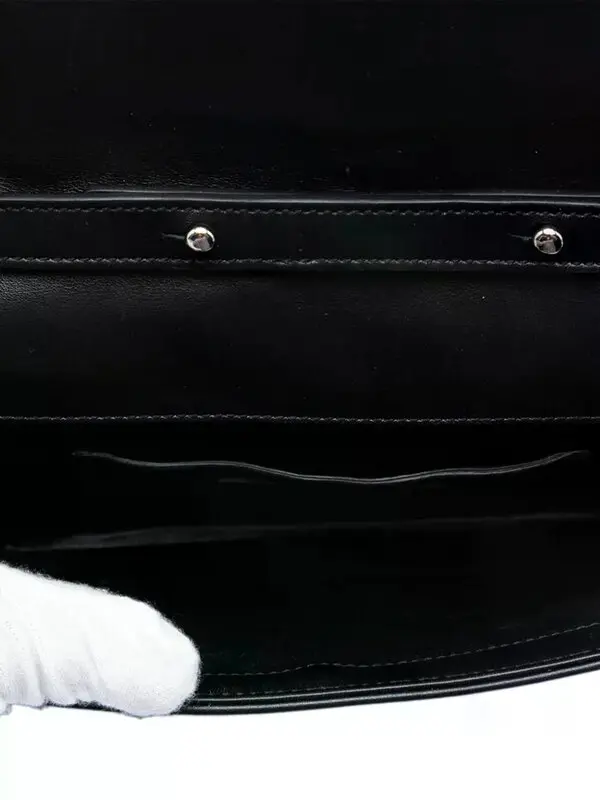 Saint Laurent 2014 Studded Chevron Calfskin Monogram Envelope Chain Crossbody Bag - Black