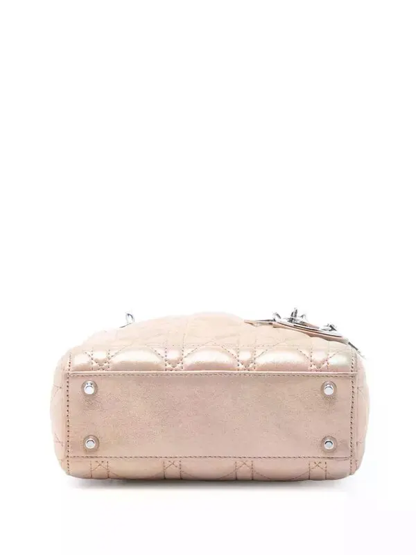 Dior 2015 Mini Iridescent Lambskin Cannage Lady Satchel - Brown