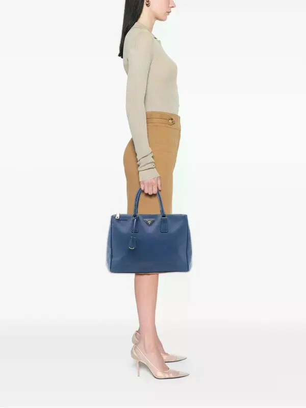Prada Galleria Double Zip Tote Bag - Blue
