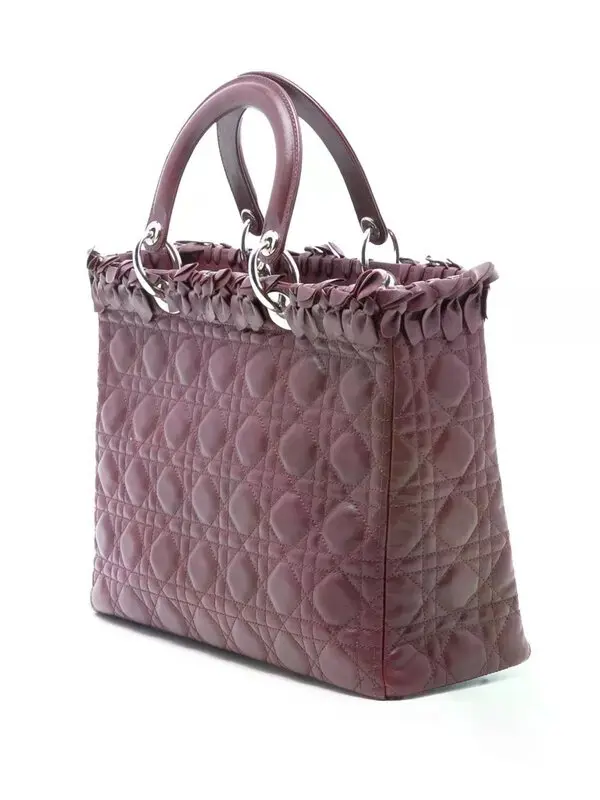 Dior 2011 Large Lambskin Cannage Bow Lady Satchel - Red