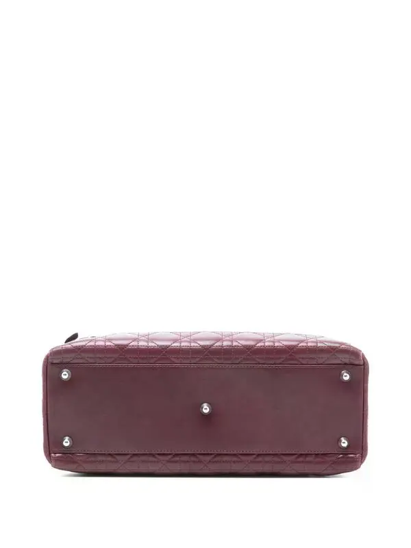Dior 2011 Large Lambskin Cannage Bow Lady Satchel - Red