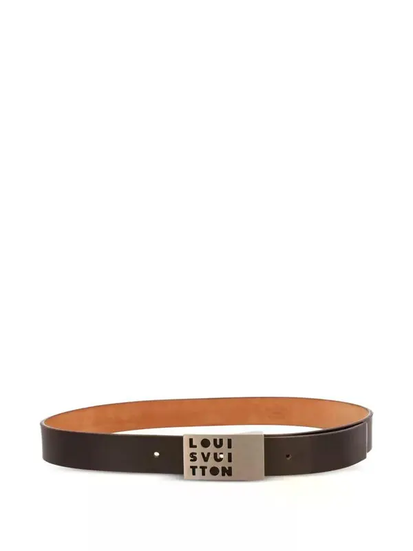 LOUIS VUITTON Engraved-buckle Leather Belt - Brown