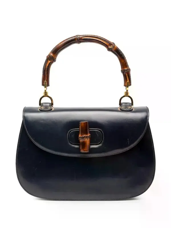 Gucci 20th Century Calfskin Bamboo Night Handbag - Blue