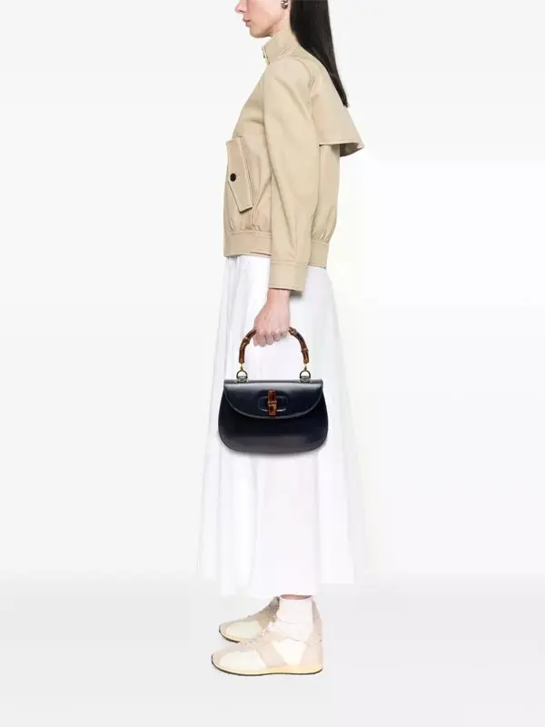 Gucci 20th Century Calfskin Bamboo Night Handbag - Blue