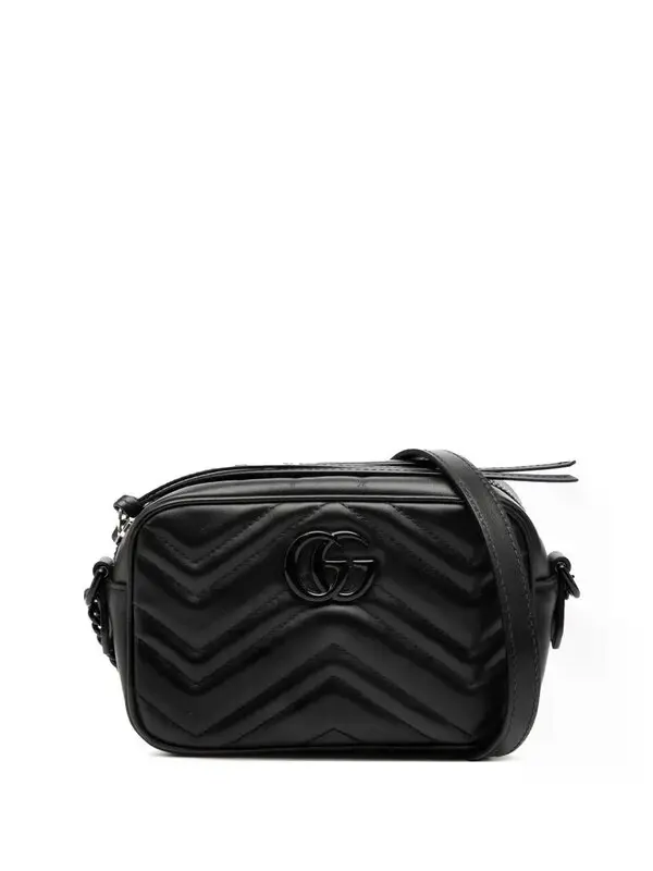 Gucci Mini Gg Marmont Matelasse Leather Crossbody Bag - Black