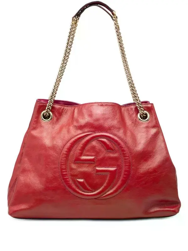 Gucci 2000-2015 Leather Soho Chain Tote - Red