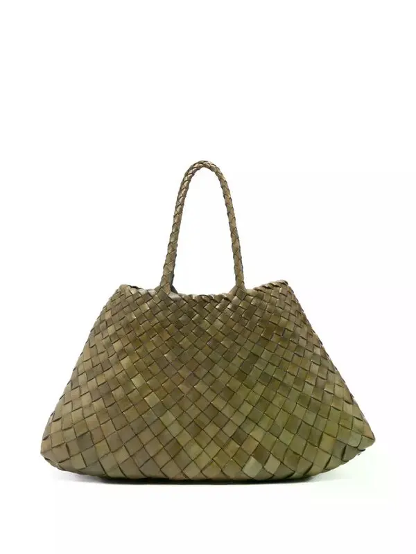 Dragon Diffusion Small Santa Croce Woven Leather Tote Bag - Green