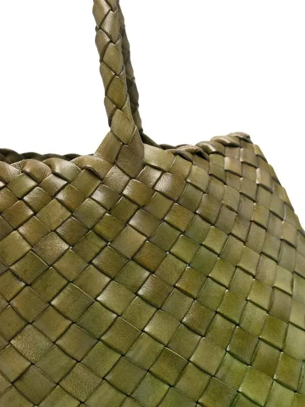 Dragon Diffusion Small Santa Croce Woven Leather Tote Bag - Green