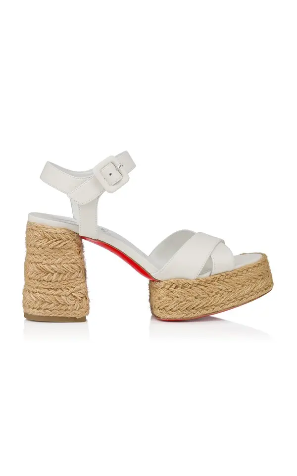 CHRISTIAN LOUBOUTIN Calakala 85mm Platform Leather Sandals - White