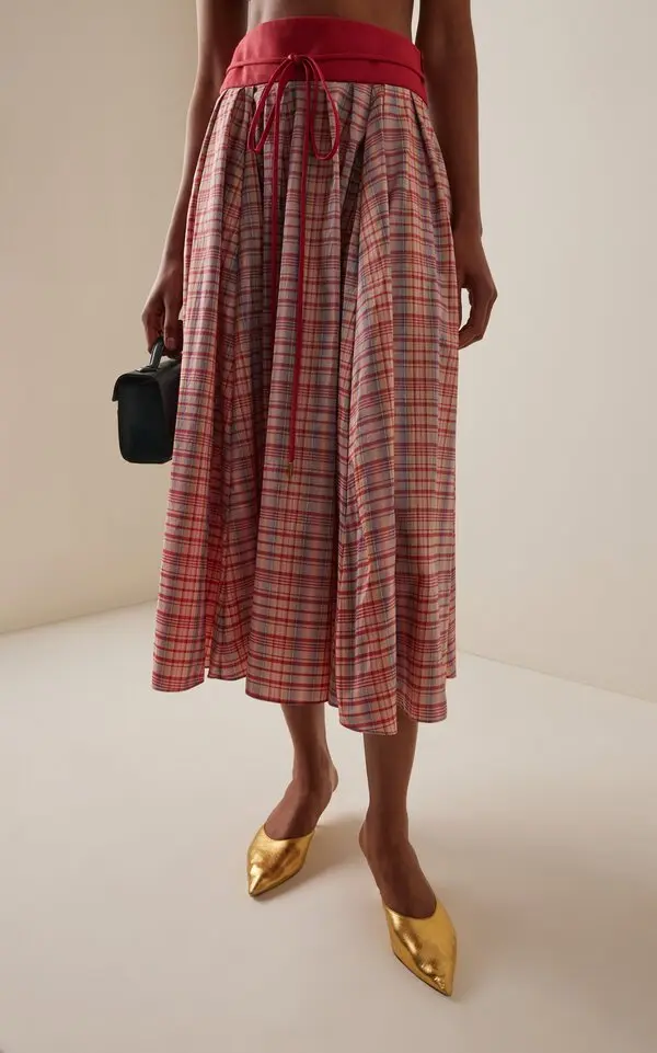 Rosie Assoulin Exclusive Pleated Silk-blend Full Midi Skirt