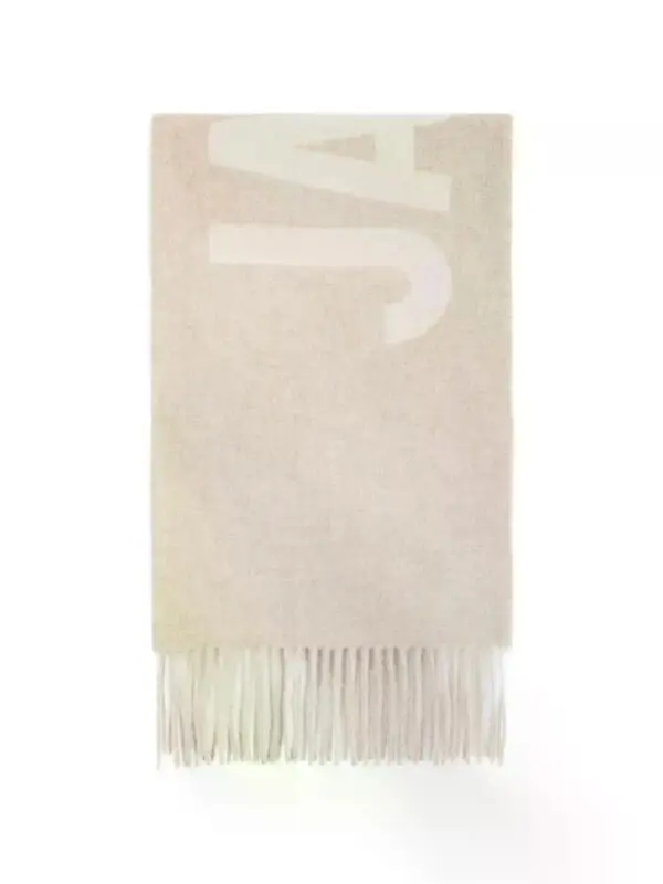 Jacquemus Fringed Logo Scarf - Neutrals