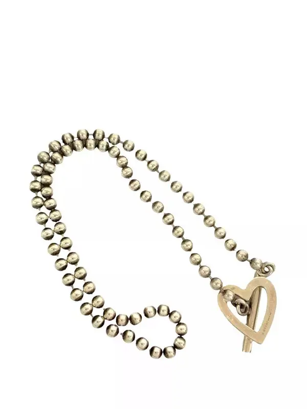 Gucci Heart Ball Chain Toggle Necklace - Silver