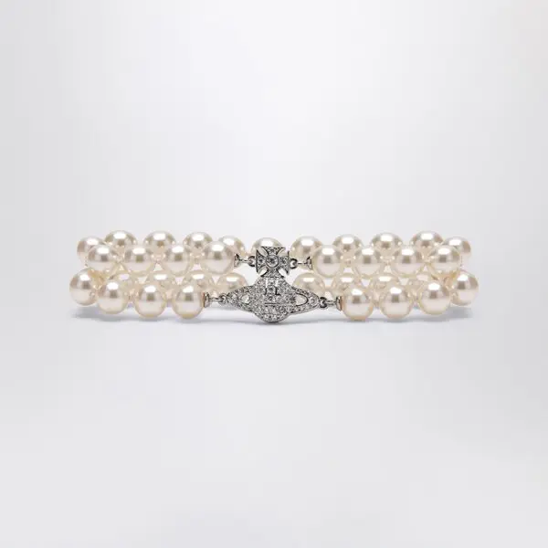 VIVIENNE WESTWOOD Double Row Pearl Bracelet With Orb Charm - Metal