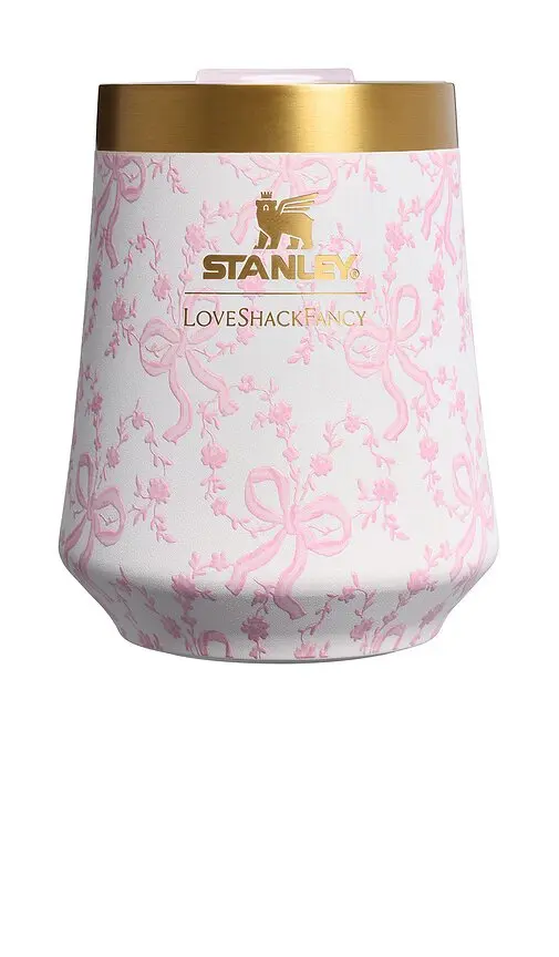 STANLEY X Loveshackfancy The Reserve Wine Tumbler Set Of 2 In Pink - Coquette Bow Chantilly