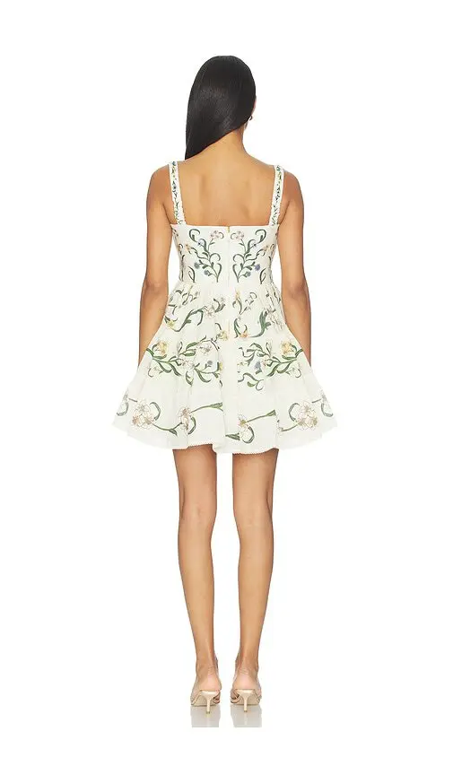 Agua Bendita Linen Mini Dress With Embroidery