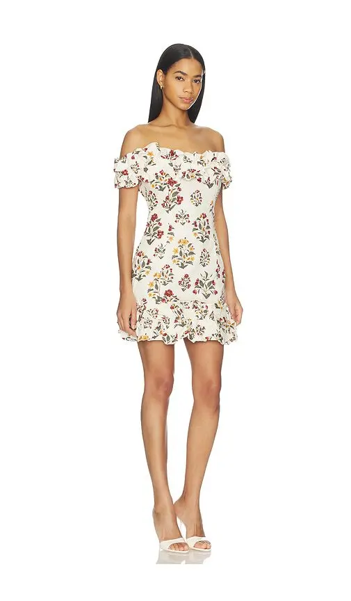 Agua Bendita Printed Off-the-shoulder Mini Dress - Andes