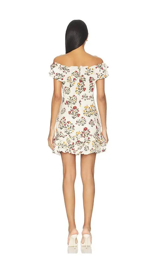 Agua Bendita Printed Off-the-shoulder Mini Dress - Andes