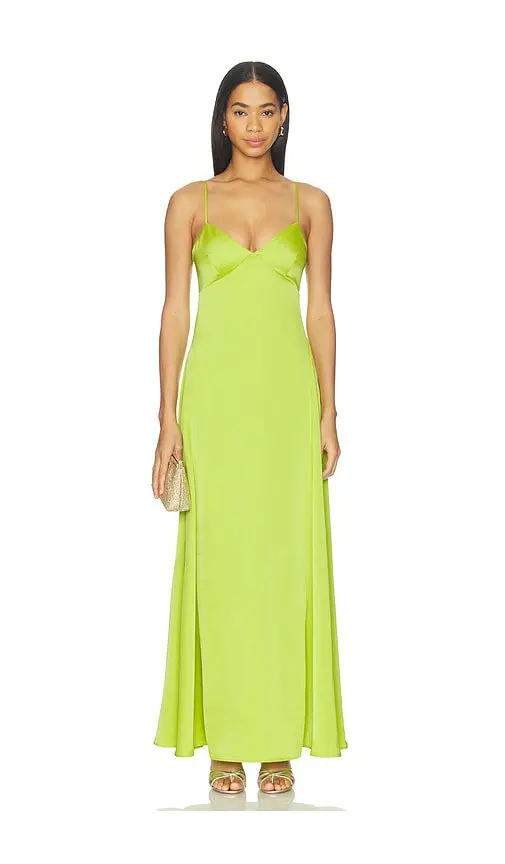 Susana Monaco Satin Slip Dress - Chartreuse