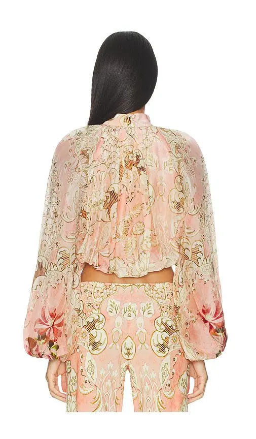 Hemant & Nandita Printed Mock Neck Cropped Top