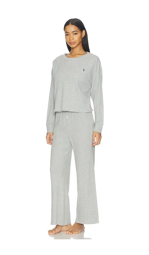 Polo Ralph Lauren Crew Neck Wide Leg Pant Set - Heather Grey