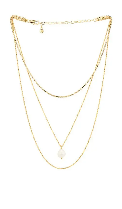 Ettika Layered Pearl Pendant Necklace - Pearl & Gold