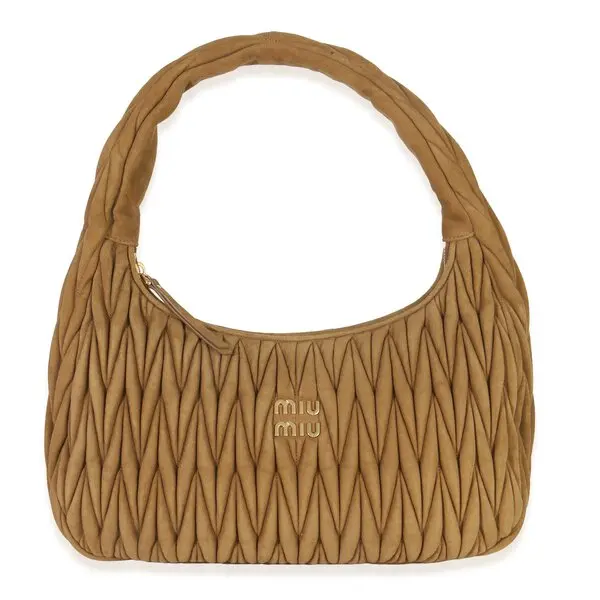 Miu Miu Suede Matelasse Wander Hobo - Brown