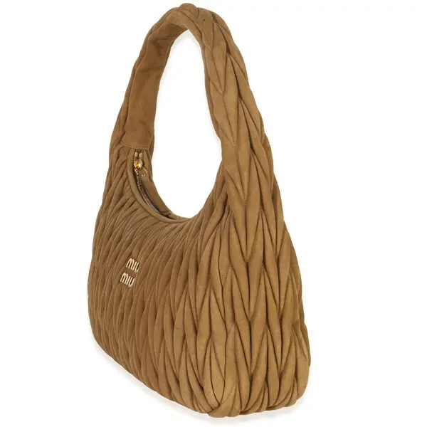 Miu Miu Suede Matelasse Wander Hobo - Brown