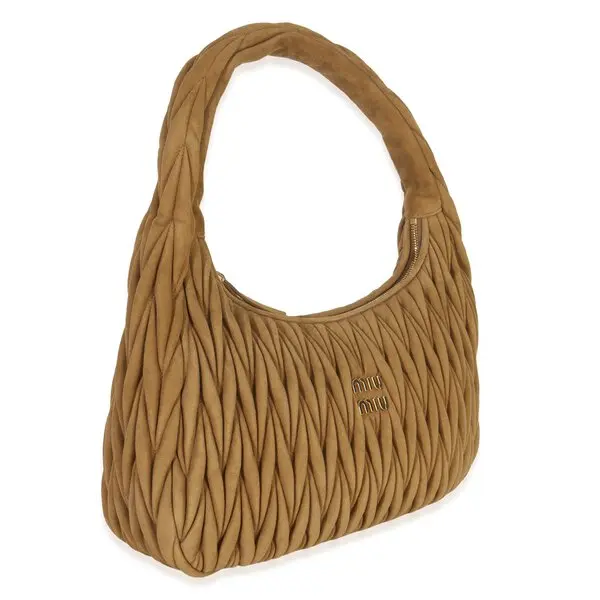 Miu Miu Suede Matelasse Wander Hobo - Brown