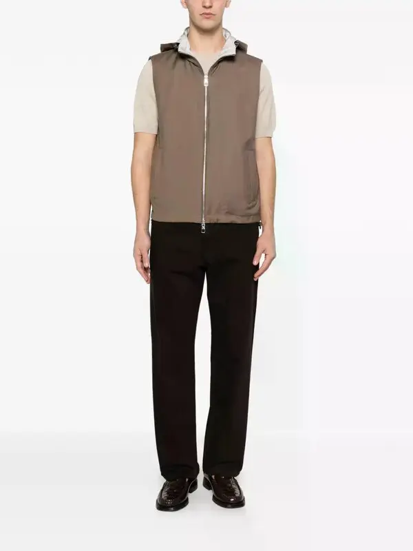 MONTECORE Hooded Zip Gilet - Brown