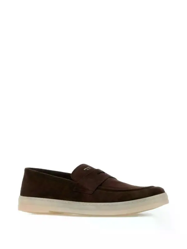 Prada Logo Strap Loafers - Brown