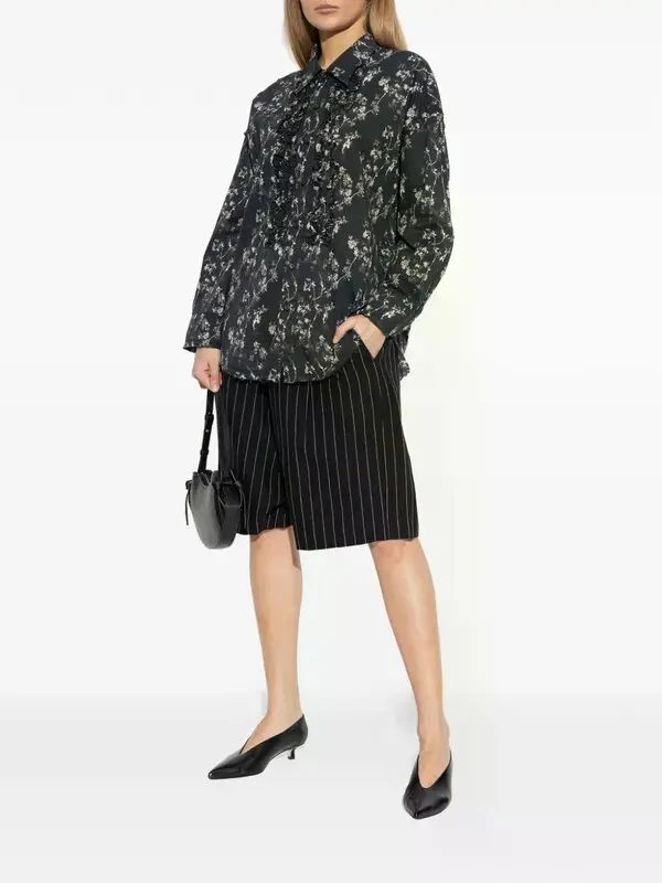 R13 Floral-print Shirt With Ruffle Trim