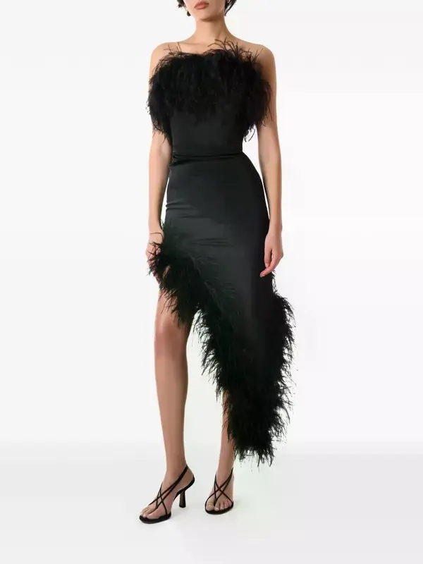 MATTERS STORE Feather-trim Asymmetric Dress