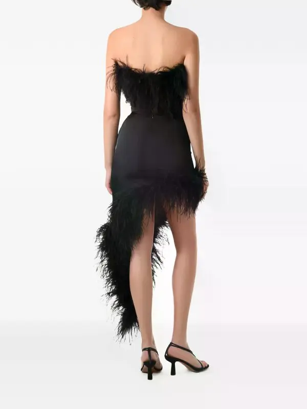 MATTERS STORE Feather-trim Asymmetric Dress