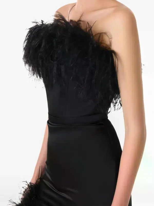 MATTERS STORE Feather-trim Asymmetric Dress