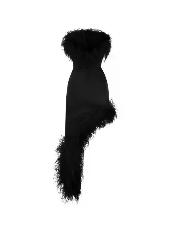 MATTERS STORE Feather-trim Asymmetric Dress