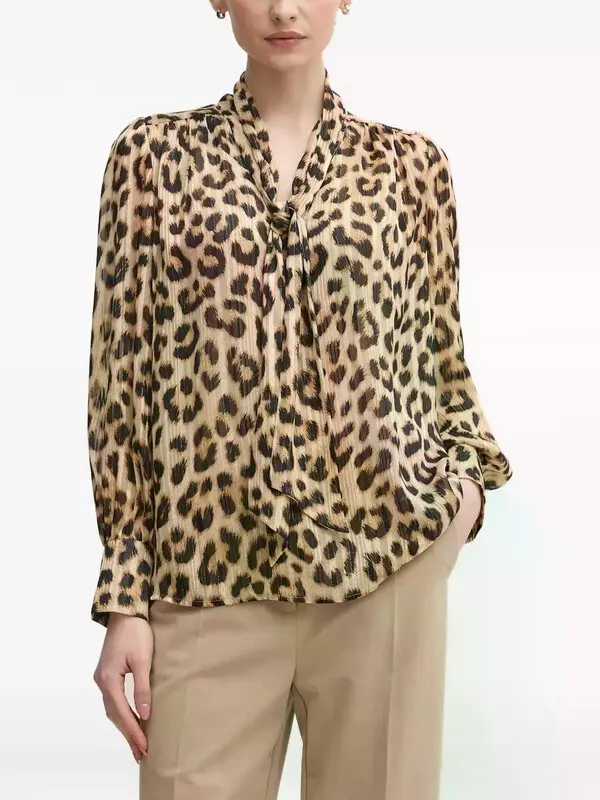 OUI Leopard Print Tie Blouse