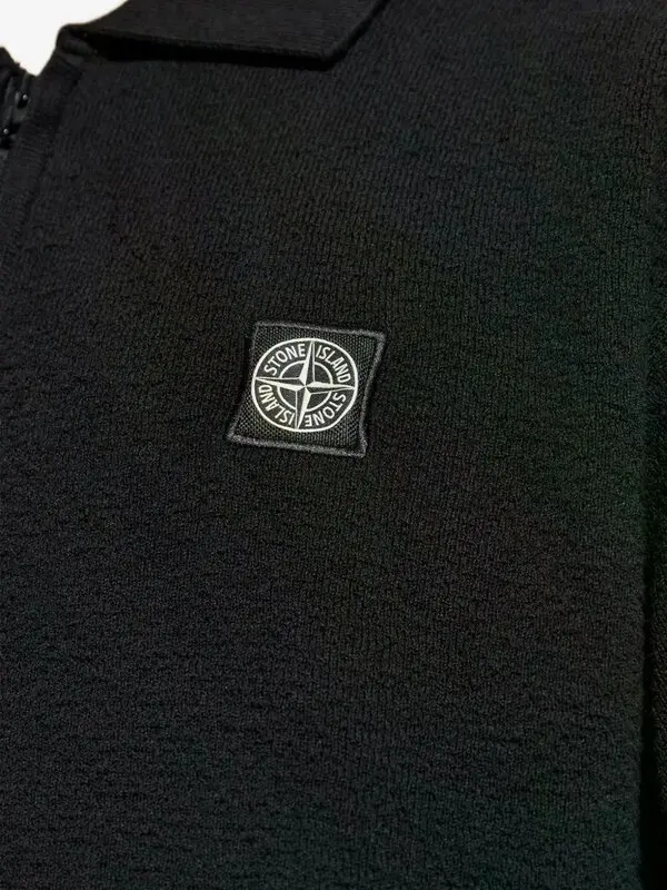 Stone Island Zip-up Polo Shirt - Black