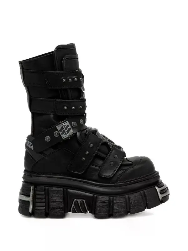 NEW ROCK Buckle-studded Platform Boots