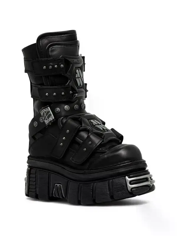 NEW ROCK Buckle-studded Platform Boots