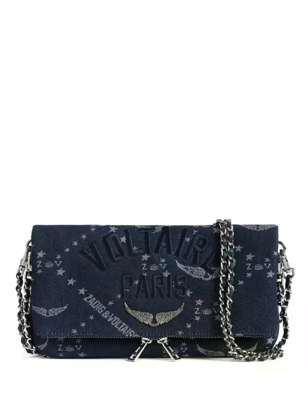 Zadig&Voltaire Rock Denim Monogram Chain Crossbody Bag
