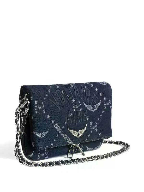 Zadig&Voltaire Rock Denim Monogram Chain Crossbody Bag