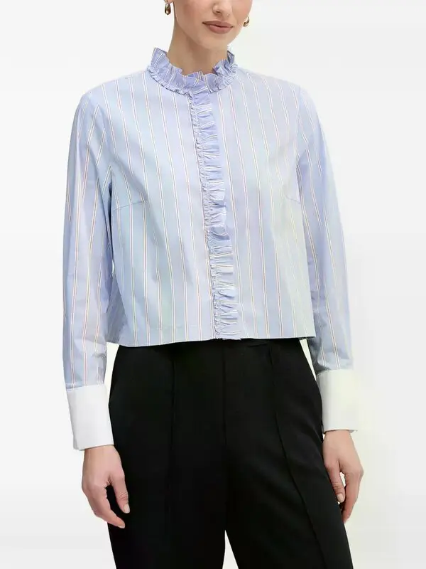 OUI Striped Ruffled Shirt