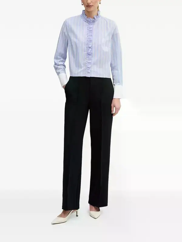 OUI Striped Ruffled Shirt