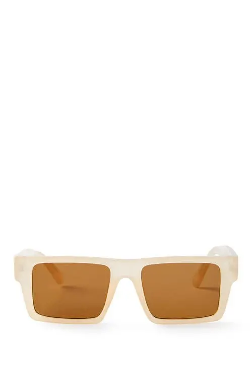 COTTON ON Visionary Rectangle Sunglasses - Frosted Dull Pink Brown
