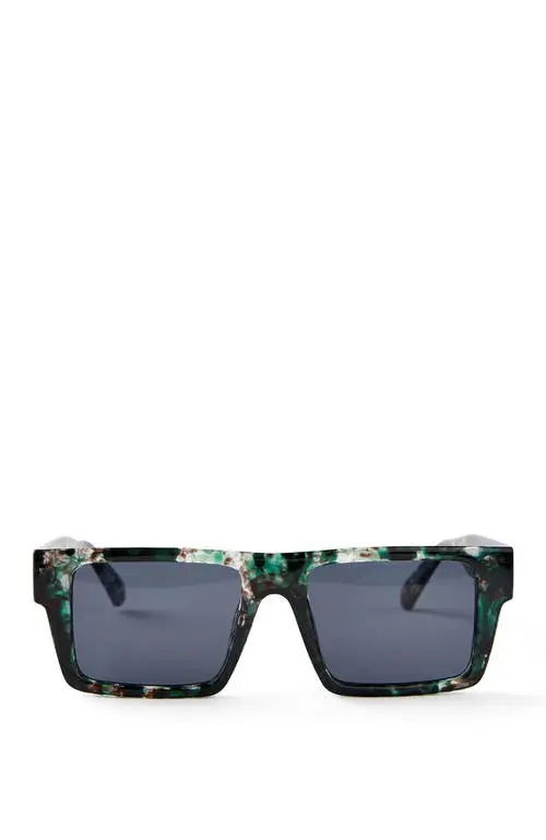 COTTON ON Visionary Rectangle Sunglasses - Green And Black Tort Black